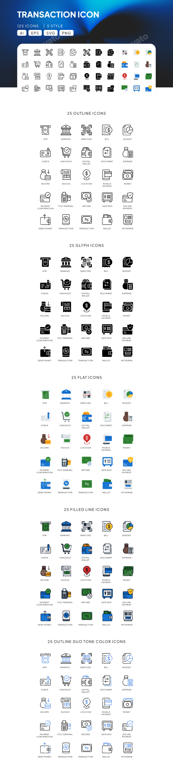 Transaction Icon Set, Icons | GraphicRiver